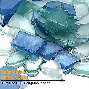 Sea Glass for Crafts Seaglass Pieces Decor Flat Frosted Sea Glass Vase Filler Crushed Sea Glass for Beach Wedding Party Decor Home Aquarium Decor DIY Art Craft Supplies (Blue, White, Green,11 Oz)
