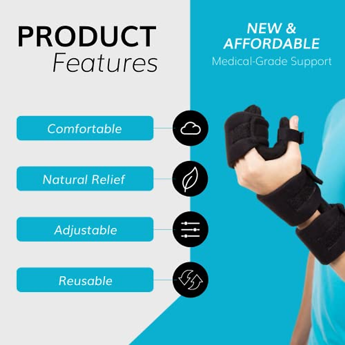 BraceAbility Resting Hand Splint - Soft Functional Stroke and Surgery Recovery Brace for Neuropathy Nerve Damage, Carpal Tunnel, Wrist Fracture Pain Relief, Finger Immobilization Support (S Left)
