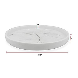 Epoxy Resin Tray，11.8-Inch（Diameter）,Marble Design Serving Tray, Decorative Round Tray, Coffee Tray, Ottoman Tray for Home Or Office Storage Decoration, 100% Handmade,Non-Toxic