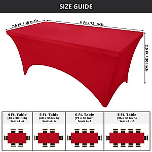 Utopia Kitchen Spandex Tablecloth 1 Pack [6FT, Red] Tight, Fitted, Washable and Wrinkle Resistant Stretch Rectangular Patio Table Cover for Event, Wedding, Banquet & Parties [72Lx30Wx30H Inch]