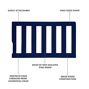 Dream On Me Convertible Crib Toddler Guard Rail in Royal Blue, Converts Cribs to Toddler Beds, Solid Wood Construction