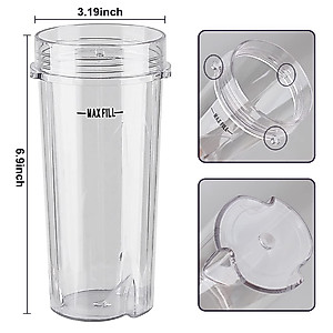 Joyparts Replacement Parts 16oz Single Serve Cup with Sip&Seal Lid, Compatible with Ninja Blender BL200 30/ BL201 30/BL201C 30/BL203QBK/BL100 (2 Pack)