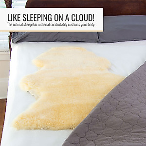 DMI Natural Sheepskin Medical Bed Mattress, Sheepskin for Bed Sores, Pressure Pad, Wool Mattress Pad, Bed Sore Prevention, Washable, 8 to 9 Square Feet, Beige