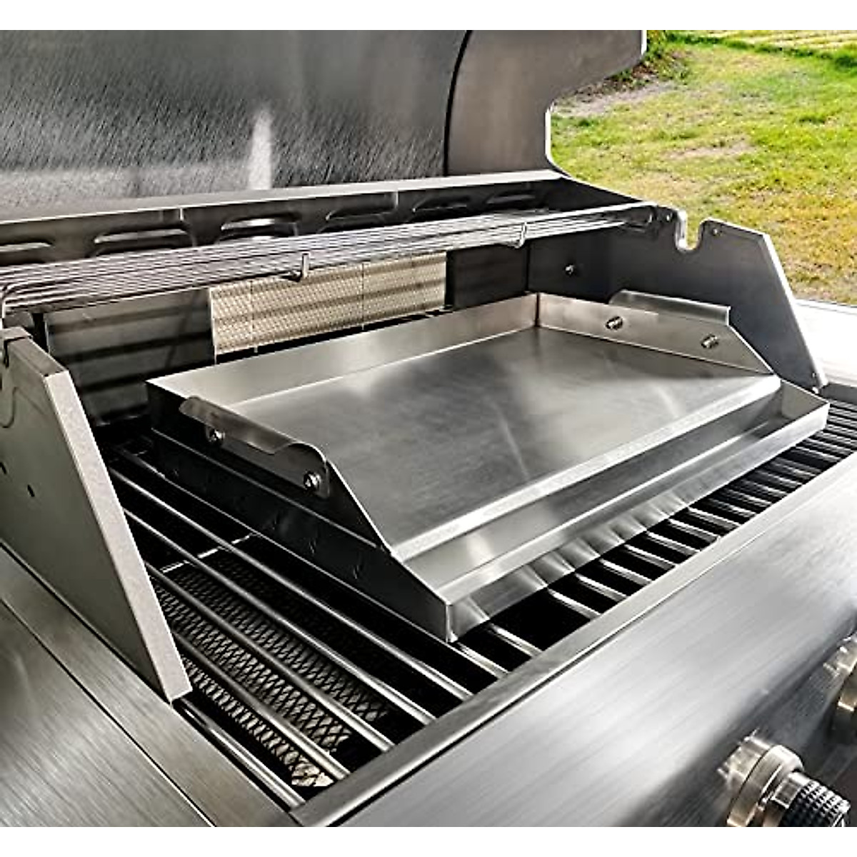 Universal Non-stick Stainless Steel Griddle Pan 16" X 22" for Gas/Charcoal Grills, 4/5/6 Burner Gas Grill Accessory Plancha, Big Size