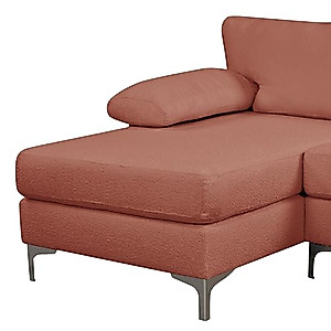 Casa Andrea Milano Luxury Modern Large Boucle L-Shape Sectional Sofa, with Extra Wide Chaise Lounge Couch