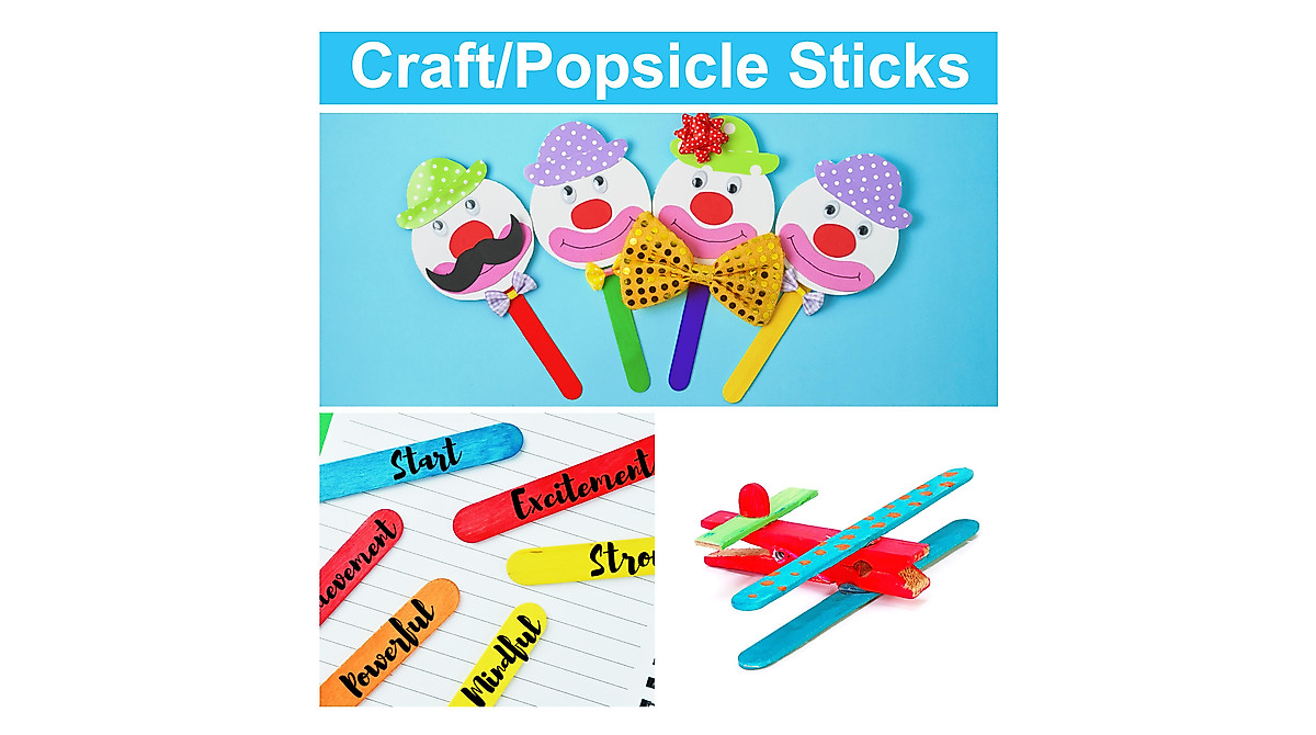 Premium Jumbo Colored Popsicle Sticks for Crafts & DIY Projects