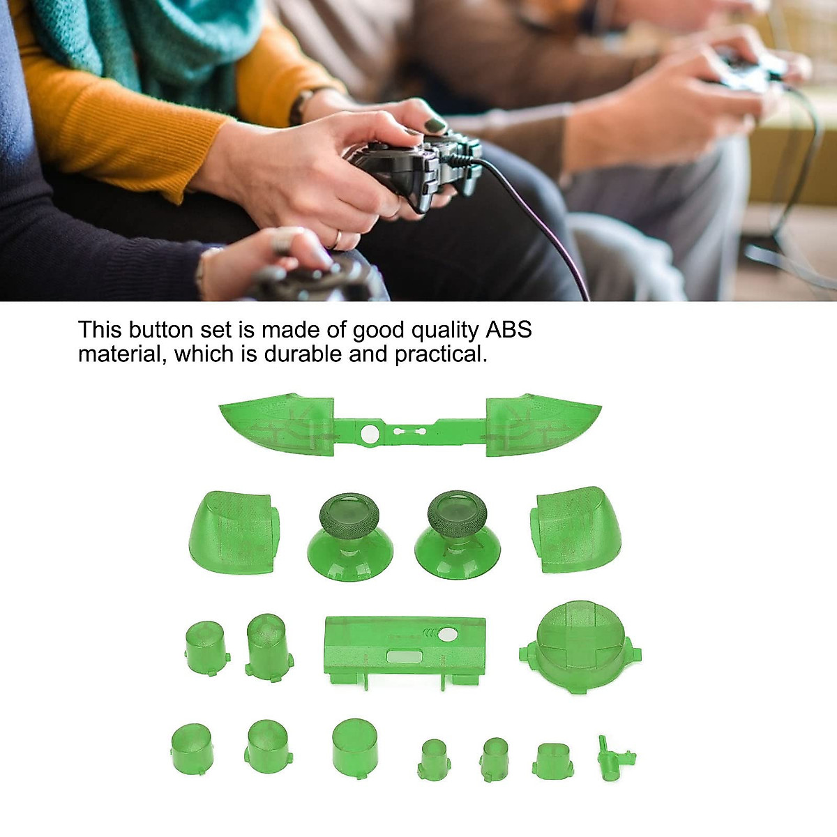 Replacement Full Set Bumper Buttons Compatible with Series X Series S Controller, Controller LB RB LT RT Bumper Buttons Repair Kit, Gamepad(Green)