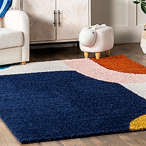 nuLOOM Ellyn Abstract Shapes Shag Area Rug, 8x10, Blue