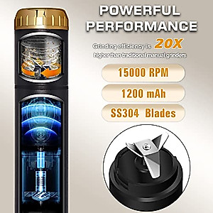 ZHENGHAI P1 Electric Herb and Spice Grinder, USB Rechargeable Fast Grinding With Portable Storage Bag, Cleaning Brush (Black)