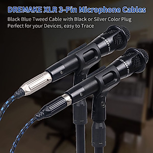 DREMAKE Professional Audio Mic AMP Cable Cords - XLR 3 Pin Male to XLR 3 Pin Female Braided Cables - 20' Balanced Snake Patch Cord for Powered Speakers, Live Sound & Performance, Mixers - 2 Pack