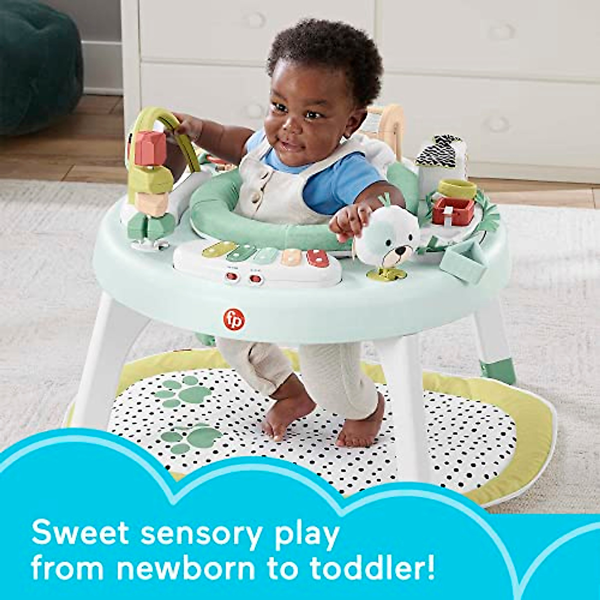 Fisher-Price Baby To Toddler Toy 3-In-1 Snugapuppy Activity Center and Play Table with Lights Sounds and Developmental Activities