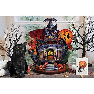 Freshcut Paper Pop Up Cards, 15 Inch Halloween Haunted House 3D Popup Greeting Cards, Halloween Gifts, Birthday Gift Cards, Note Card & Envelope, Haunted House