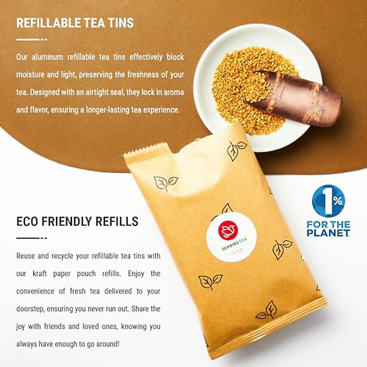 Senbird Organic Sobacha - Japanese Soba Buckwheat Tea - From Hokkaido, Japan - Loose Leaf Tea in Airtight Tea Tin (3.5oz/100g)