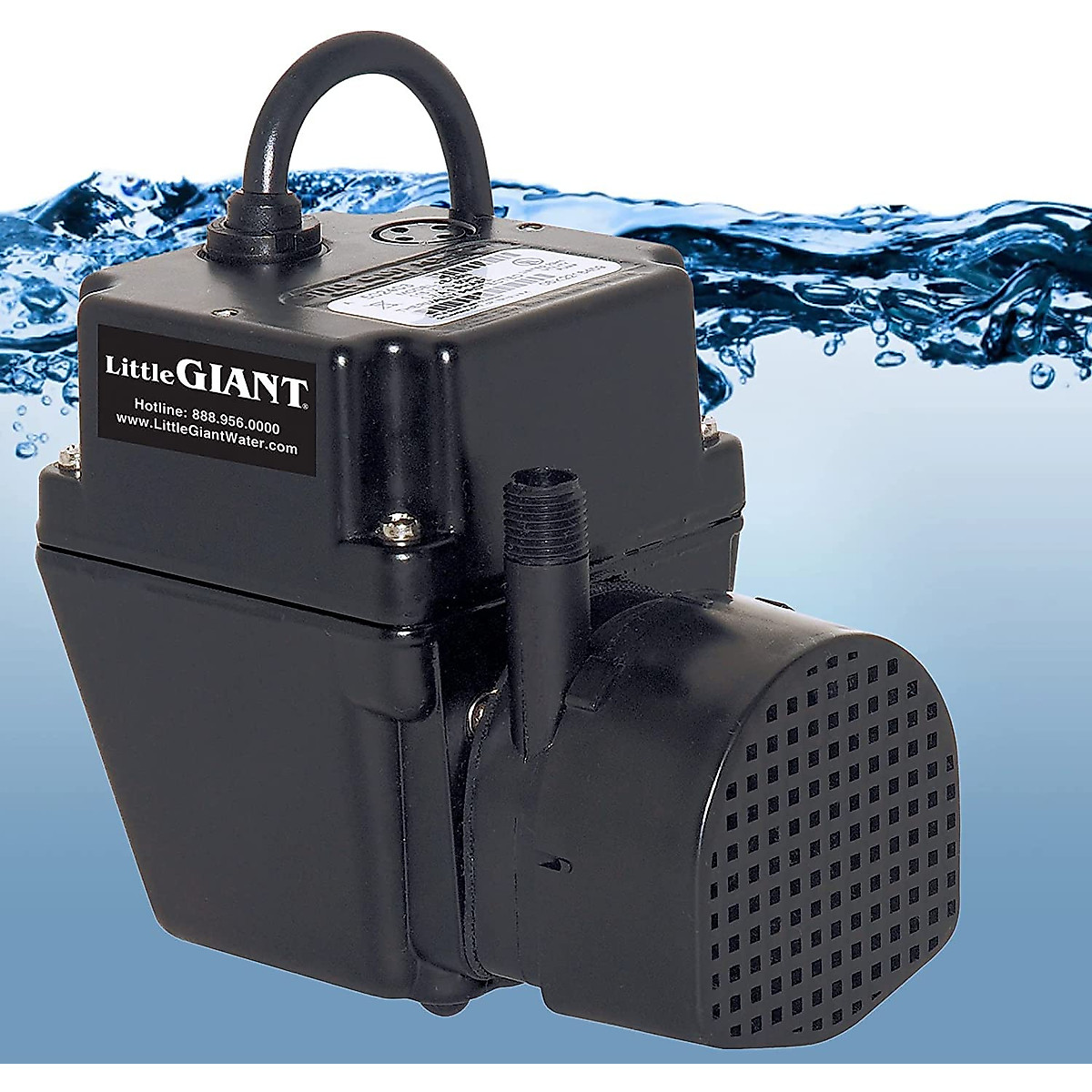 Little Giant 2E-38N In-line/Submersible 300 GPH, 1/40 HP, 115 Volt Manual Small Oil-filled Aluminum Pump with 6-ft. Cord, Black, 502403