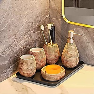 CZDYUF Retro Ceramic Wash Bathroom Toilet Supplies Set Bathroom Five-Piece Set Handmade Wedding Wash Set
