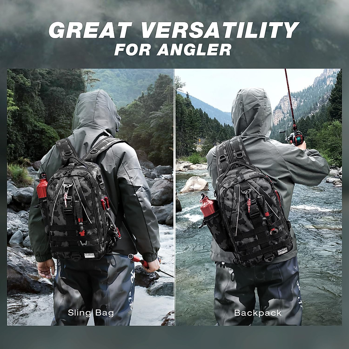 Ghosthorn Fishing Tackle Backpack Storage Bag - Outdoor Shoulder Backpack - Fishing Gear Bag Standard Incognito Camouflage