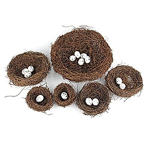 Asekonc 4PCS Easter Birds Nest Decorating, Rattan Nest for Crafts Home Party Decor Party, Wedding Patio Garden Succulent Planter Moss Landscape DIY Terrarium(5.9Inch)