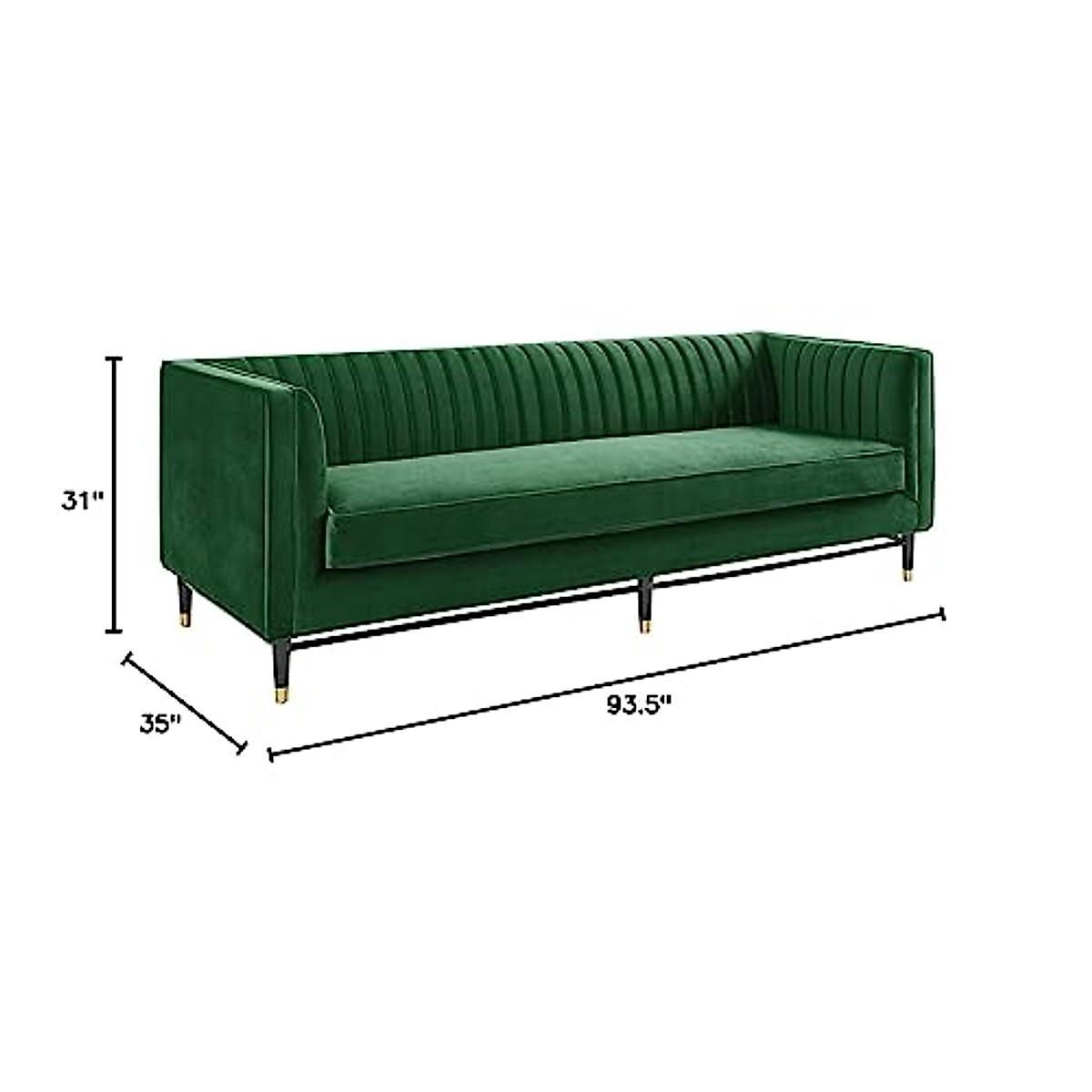 Modway Devote Channel Tufted Performance Velvet, Sofa, Emerald