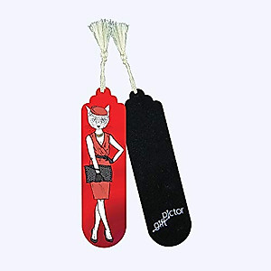 Pictor Gift Swanky Lady Decorative 4 Piece Bookmark Set, Artwork, Funny, Student, Teacher, School, Office, Best Gift Idea for Reader, Book, Cat, Lovers, Metal Pressed with Tassels, Suede Back