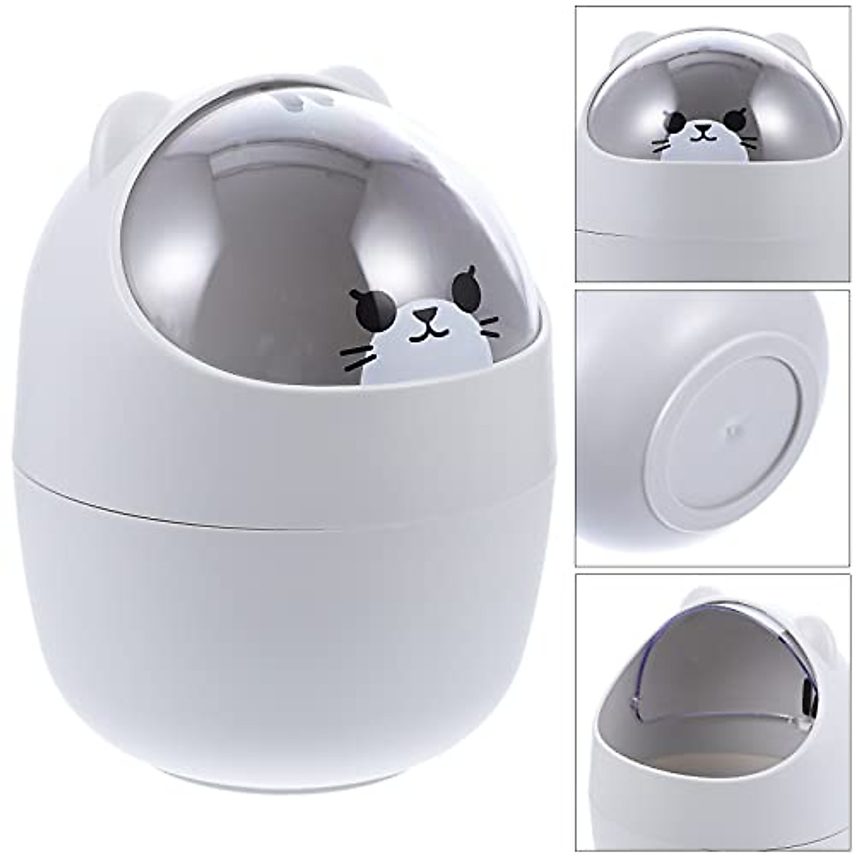 LIFKOME Cute Mini Desktop Trash Can Mini Trash Can with Lid Desktops Cartoon Animals Waste Bin Cute Bear Shape Small Garbage Can Large Capacity Cartoon Wastebasket for Home Kitchen Office