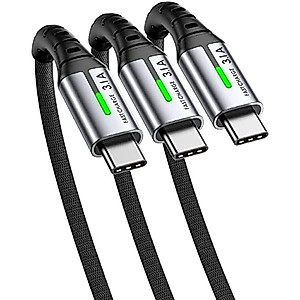 INIU USB C Cable, [3 Pack 1.6/6.6/6.6ft ] 3.1A QC3.0 Type C Charger Fast Charging, Durable Nylon USBC Charger Cables for Samsung Galaxy S22 S21 S20 S10 Plus Note 10 LG Google Pixel OnePlus Moto, etc