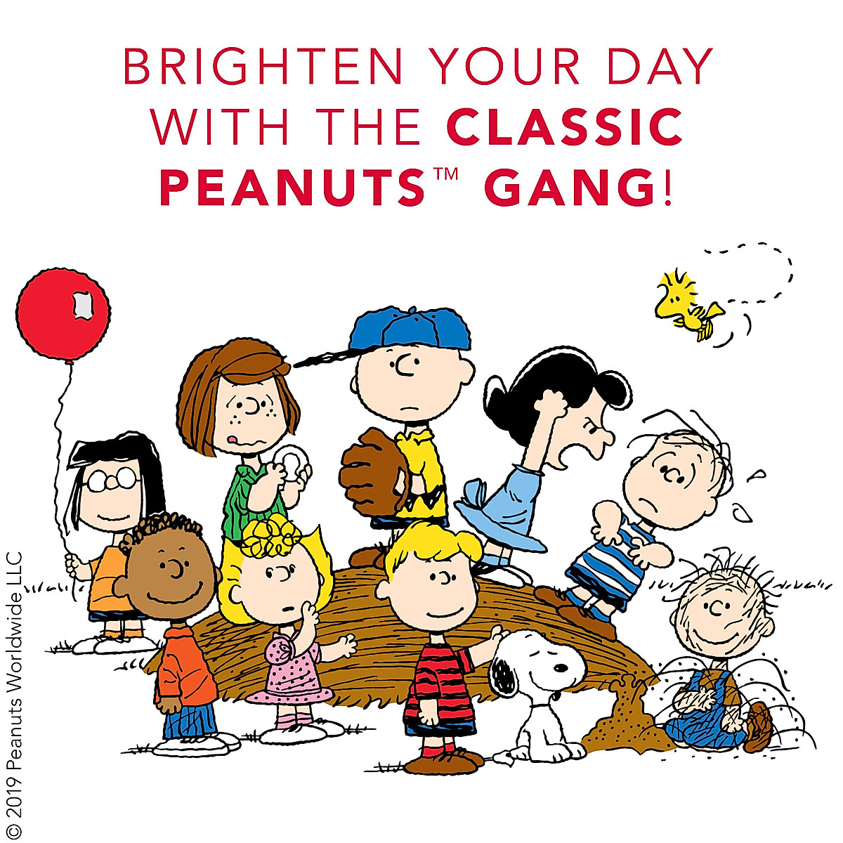 Graphique Peanuts Gang Boxed Notecards, 16 Peanuts Friends CardsEmbellished With Glitter, with Matching Envelopes and Storage Box, 3.25" x 4.75"