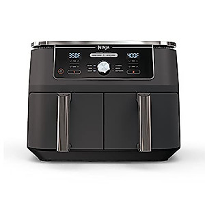 Ninja DZ401 Foodi 10 Quart 6-in-1 DualZone XL 2-Basket Air Fryer with 2 Independent Frying Baskets, Match Cook & Smart Finish to Roast, Broil, Dehydrate & More for Quick, Easy Family-Sized Meals, Grey