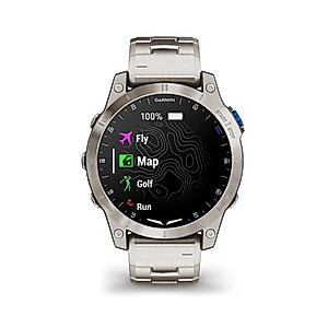 Garmin D2™ Mach 1, Touchscreen Aviator Smartwatch with GPS Moving Map, Aviation Weather, Health and Wellness Features and More, Vented Titanium Bracelet