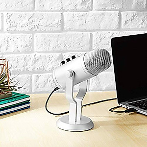 Amazon Basics Professional USB Condenser Microphone with Volume Control and OLED Screen, Silver