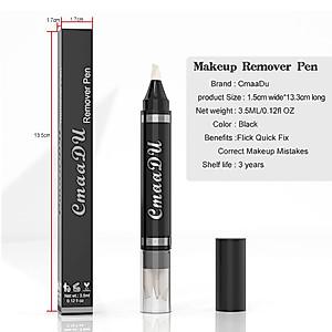 Eye Makeup Remover Pen, Eye Makeup Corrector Pen Makeup Remover Eraser Stick Wash Free Quick Makeup Correction Lipstick Eyeliner Smudged Correction Easy-to Use & Travel-Friendly Makeup Removing Gel Pen With 3-in-1 Replacement Heads