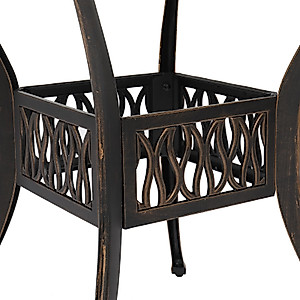 VINGLI 5 Pieces Outdoor Patio Dining Set, Cast Aluminium Patio Furniture Set with 4 Chairs and 1 Umbrella Table for Yard, Garden, Porch and Poolside, Bronze (Square Table and Chairs)