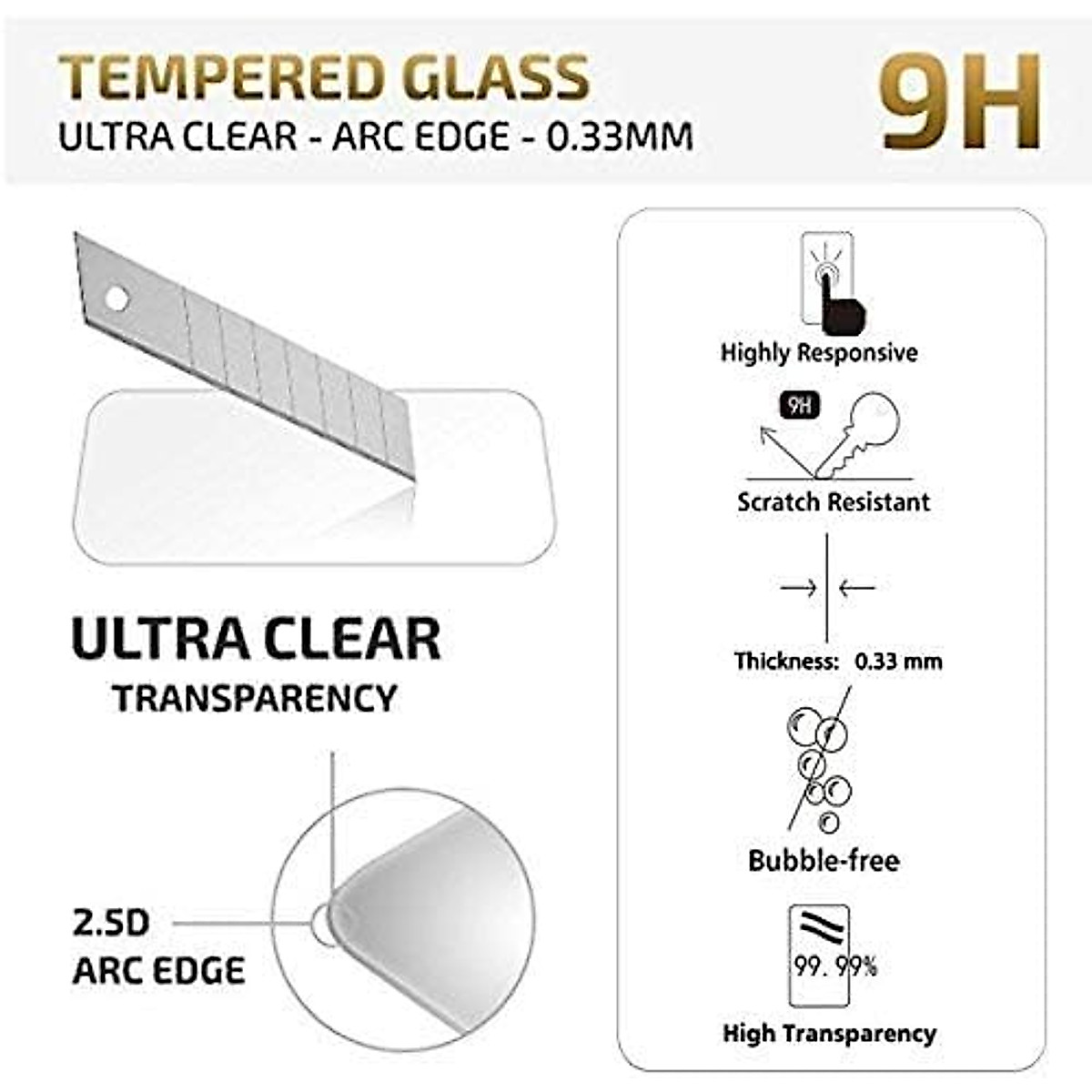 NEW'C 3 Pack Designed for Xiaomi Mi 9T, Mi 9T Pro Screen Protector Tempered Glass, Case Friendly Anti Scratch Bubble Free Ultra Resistant