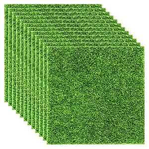 ELCOHO 12 Pieces Artificial Garden Grass Lawn Life-Like Fairy Artificial Grass Lawn Miniature Fairy Garden Ornament Dollhouse Decoration, 6 x 6 Inches