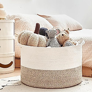 R RUNKA Extra Large Cotton Rope Basket 22" x 14" - Toy Basket for Kids -Blanket Basket for Living Room - Woven Baskets for Storage