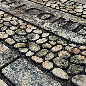 Mohawk Home Recycled Rubber Door Mat, Welcome Garden Pebbles Gray (23" x 35")