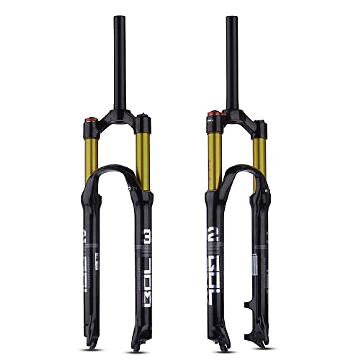 BOLANY Bike Suspension Fork MTB Bicycle Magnesium Alloy Suspension Front Fork 26/27.5/29 inch, 120mm Straight Steerer and Tapered Steerer Air Fork (26, Straight-Manual)