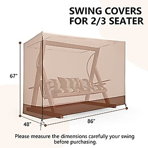 WEIMELL Outdoor Swing Cover 3 Seater Waterproof Porch Swing Cover Patio Swing Covers 86W*48D*67H Inch 2 Seater Garden Furniture Cover Swing Canopy Cover Swing Chair Protector Cover