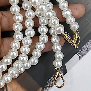 4PCS DIY Imitation Pearl Beads Short Long Handle Shoulder Cross Body Bag Handbag Chains Accessories with Metal Buckles