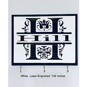 Personalized Key Holder for Wall - Custom Key Hanger with Family or Couple's Name | Vinyl or Laser Engraved Options | Natural Wood Key Rack | Made in USA.