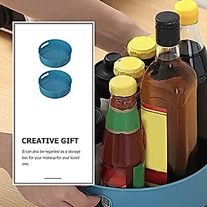 2pcs Lazy Susans Turnable Organizer Cabinet Turnable Bin Rotating Storage Container for Kitchen Counter Pantry Fridge Undersink Blue