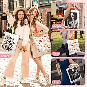 HAWHUV Aesthetic Cotton Tote Bag for Women, Large Capacity Canvas Cute Sturdy Lady Shoulder Bag with Inner Pocket