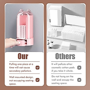 Automatic Cotton Pad Dispenser, Press Out Makeup Cotton Holder, Translucent Wall Mounted Design, ABS Material, Best Women (Powder (get 50 Cotton Pads))