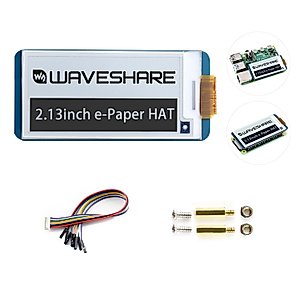 waveshare 2.13inch E-Ink Display HAT V4 Version Compatible with Raspberry Pi Raspberry Pi 5/4B/3B/Zero/Zero W/Zero 2W/Pico/Pico W/Pico WH, 250x122 Resolution SPI Interface Supports Partial Refresh