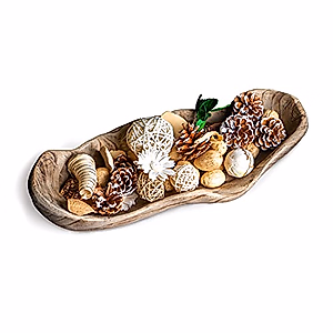Moxy Meadows Wooden Dough Bowl - 16" long Wooden Decorative Bowl, great as a Centerpiece Bowl, Fruit Bowl, Bread Bowl or Farmhouse Décor. Add style to your home with our wooden dough bowls for décor.