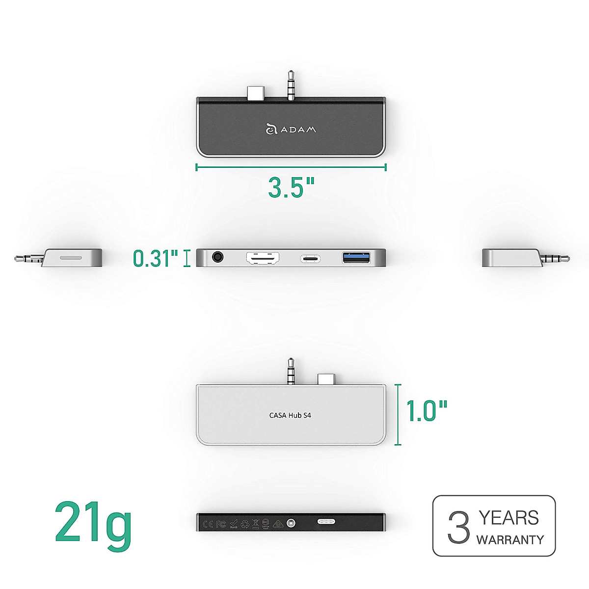 CASA HUB S4 USB-C 3.1 4 Port Hub for Microsoft Surface Go