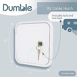 Dumble Low Profile Electric Cable Hatch RV Electric Cord – White RV Camper Electric Cord Cover, 6in x 6.5in Square