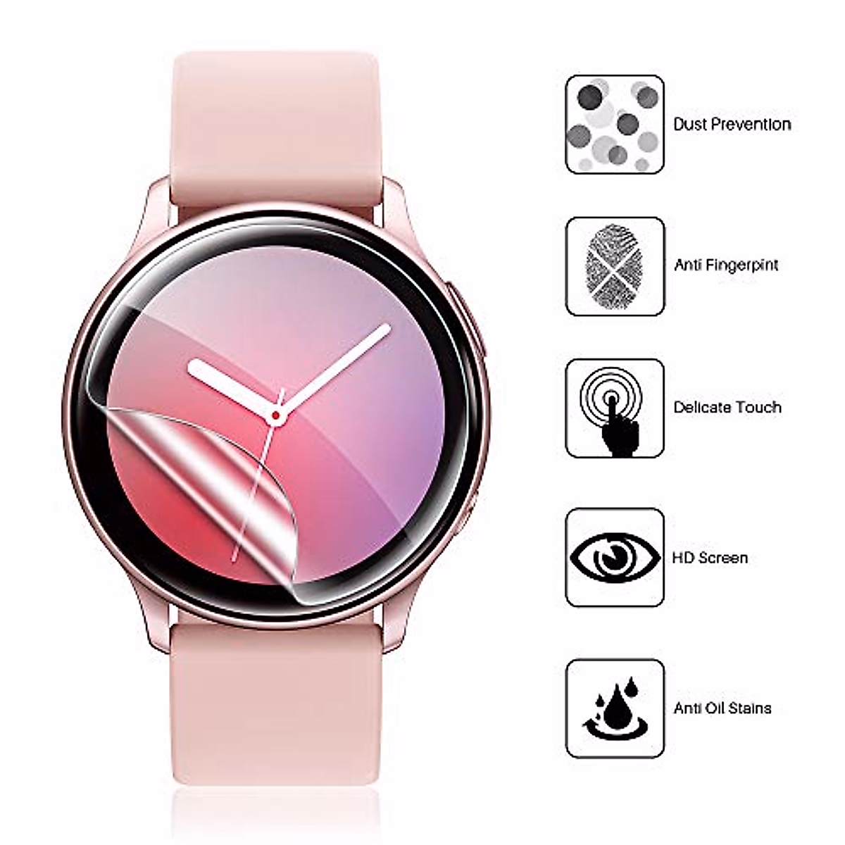 LK 6 Pack Samsung Galaxy Watch 5 40mm / Galaxy Watch 4 40mm / Galaxy Watch Active 2 40mm, [UPGRADE] Max Coverage, HD Clear Soft film, Smart Watch film for Galaxy Watch 40mm, Anti-Scratch Self-Healing