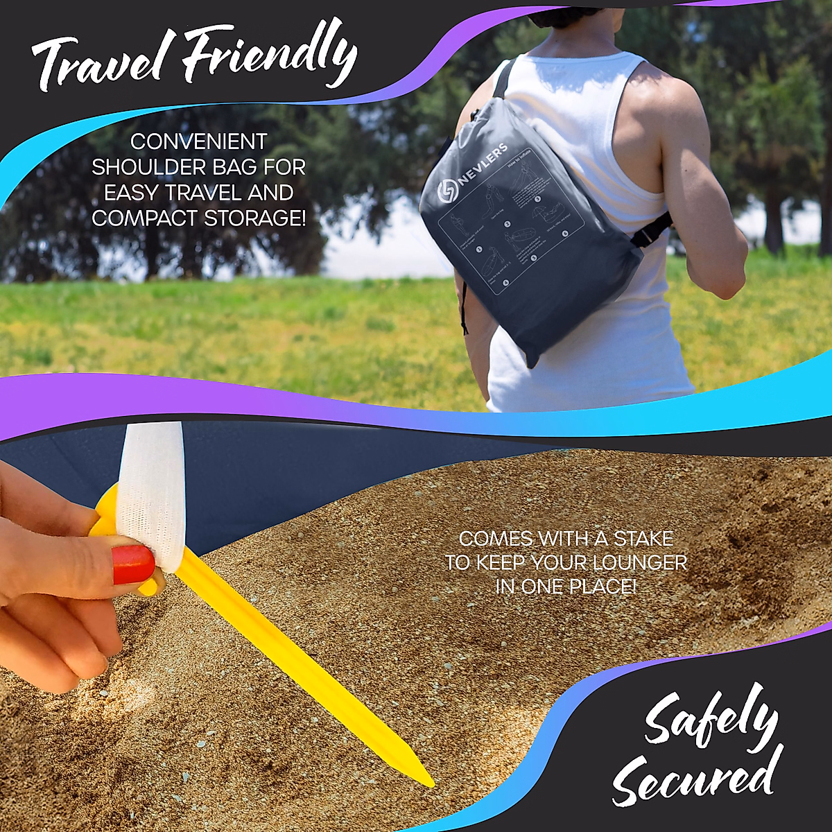 Nevlers 450Lbs Cap Outdoor Inflatable Couch for Camping Navy Blue| Tough 210T Polyester Air Chair Inflatable Lounger | Inflatable Chairs for Movie Night, Hiking, Travel Beach Chair & Portable Hammock