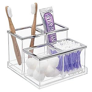 iDesign Clarity BPA-Free Plastic Customizable 4-Piece Organizer, 6.5" x 6.5" x 4.53"