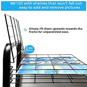 Joymaney Art Drying Rack for Classrooms and Art Studios, Original Unique System of 25 Shelves That Have 90 Degree Lift and are Removeable, Mobile and Sturdy, Ideal for Schools,Art, Preschool